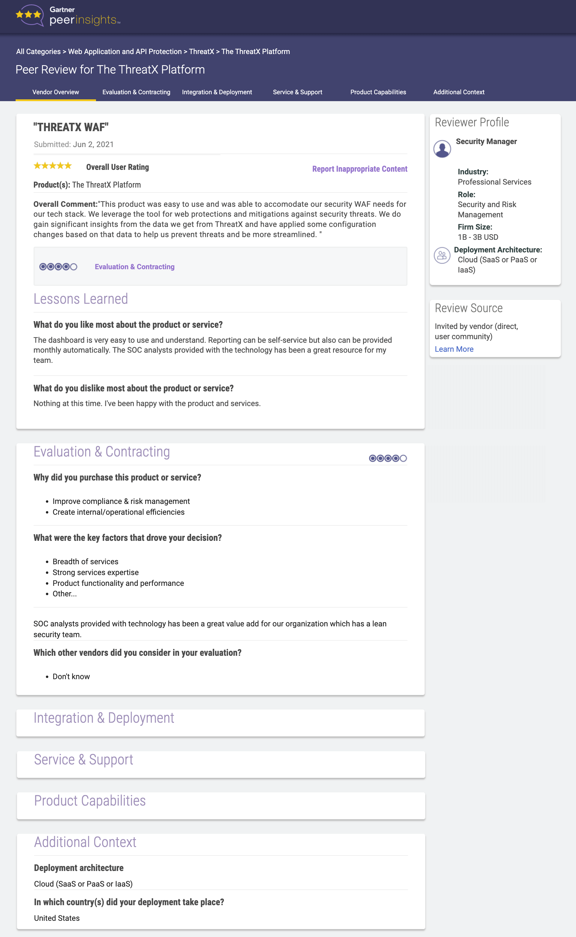 Peer Review | "ThreatX WAF" - ThreatX